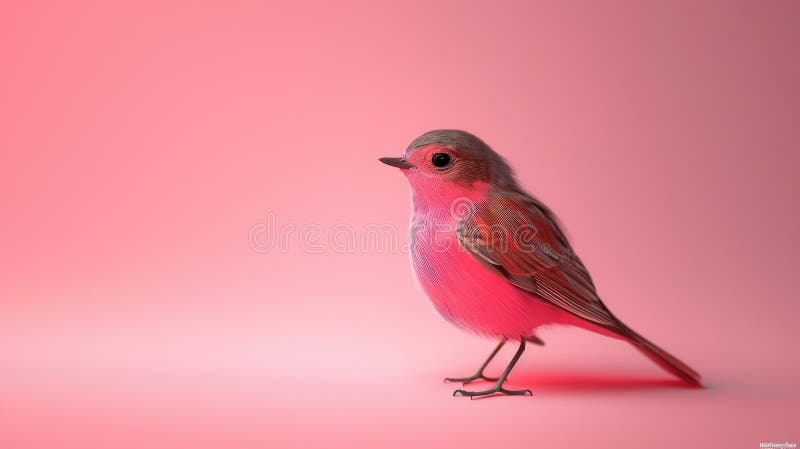 Realistic Pink Robin on a Pink Backdrop with Subtle Shadows. Stock ...