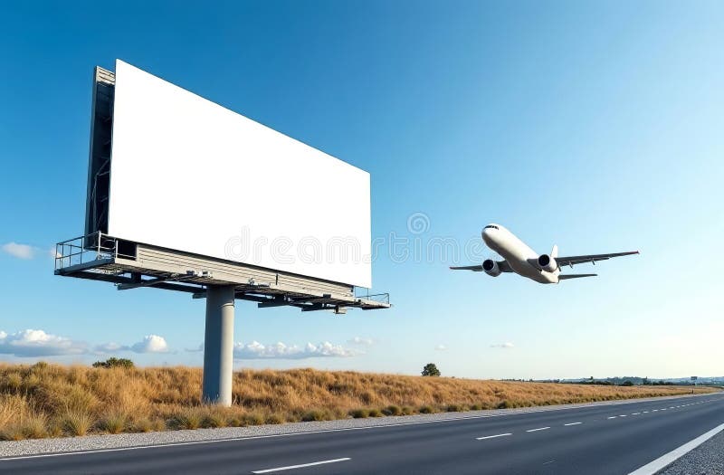 Rectangular White Advertising Sign Poster Billboard Outside Mockup AI ...