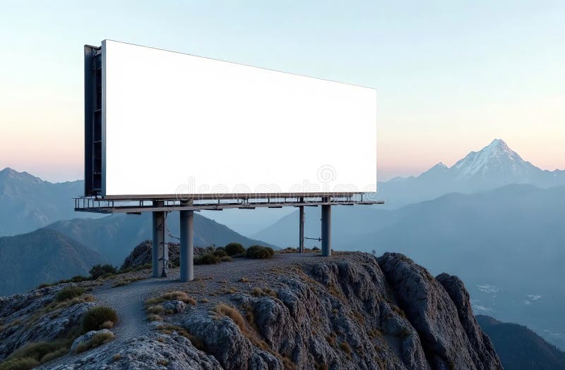 Rectangular White Advertising Sign Poster Billboard Outside Mockup AI ...