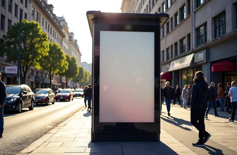 Rectangular White Advertising Sign Poster Billboard Street Mockup. AI ...