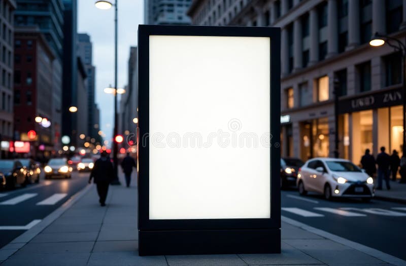 Rectangular White Advertising Sign Poster Billboard Street Mockup. AI ...