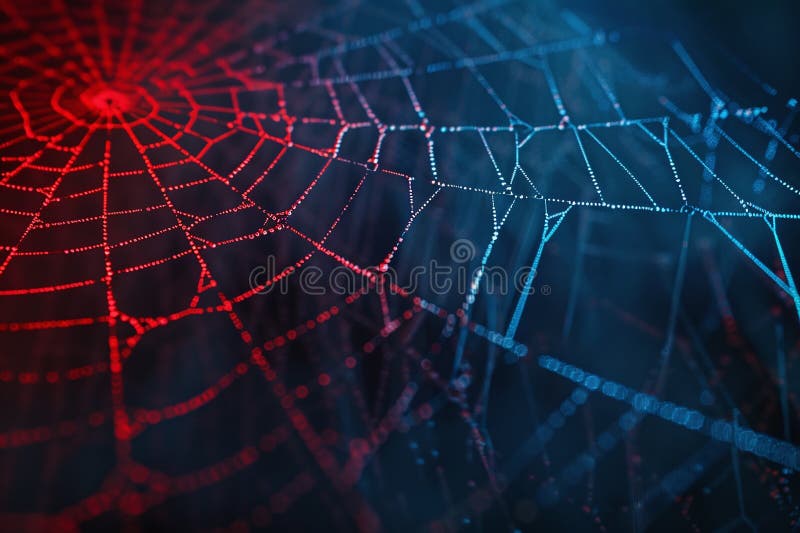 Ai Generative Red and Blue Spiderweb Stock Illustration - Illustration ...