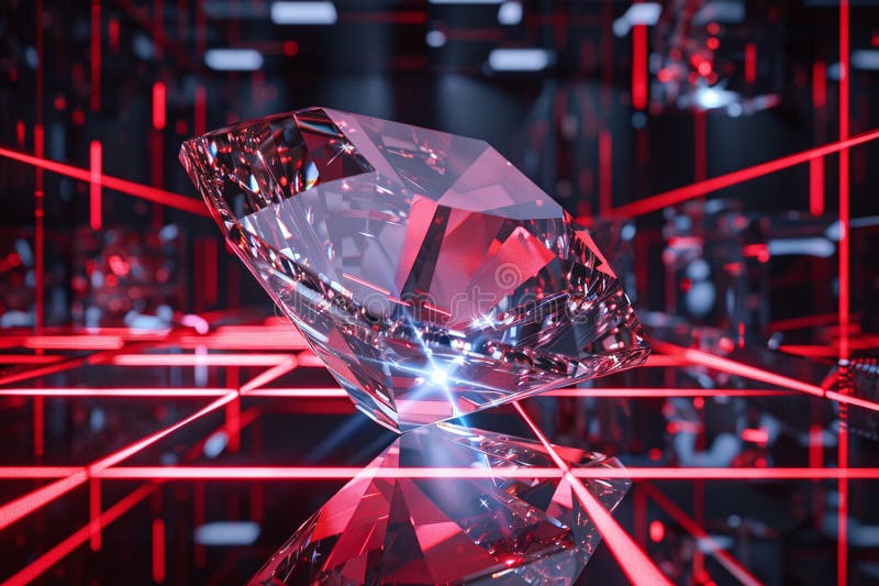 Ai Generative Red Laser Protects Diamond Stock Illustration ...