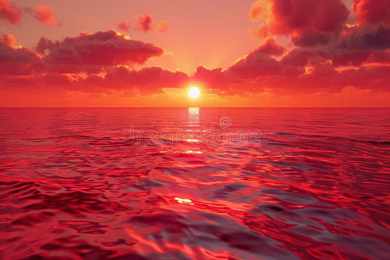 Ai Generative Red Sky Sunset Stock Illustration - Illustration of ...