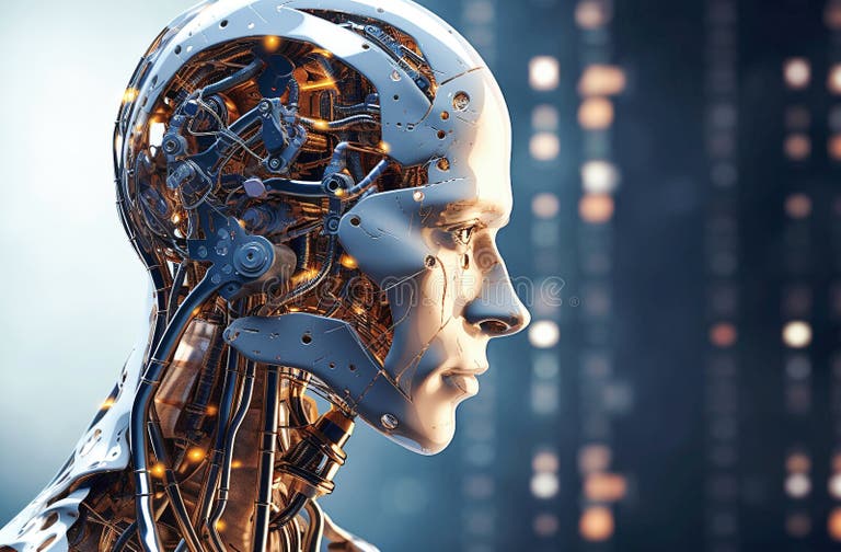 Ai Generative. Robot Face, Artificial Intelligence Concept Stock ...