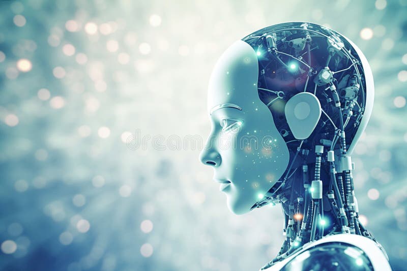 Ai Generative. Robot Face, Artificial Intelligence Concept Stock ...