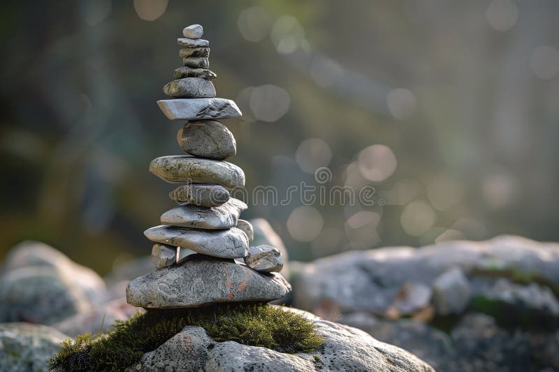 Ai Generative Rock Balancing Art River Stone Stock Illustration ...