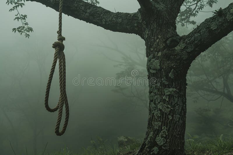 Ai Generative Rope in the Gloomy Forest Tree Stock Illustration ...