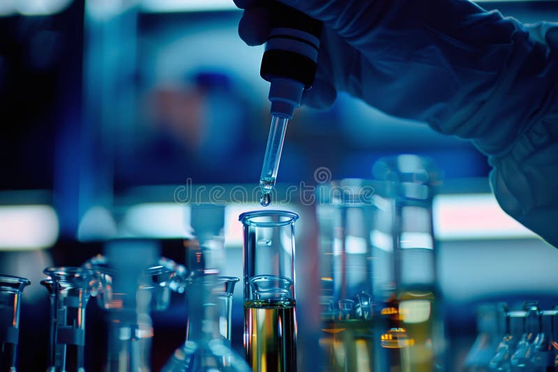 Ai Generative Scientist Mixing Chemicals in Lab Stock Illustration ...