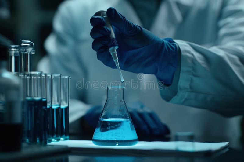 Ai Generative Scientist Mixing Chemicals in Lab Stock Illustration ...