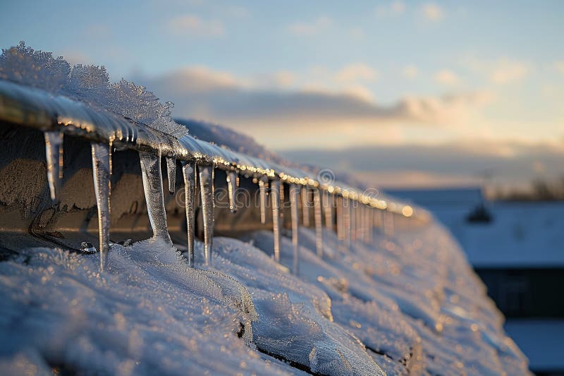 Ai Generative Sharp Icicles on the Edge of the Roof of the House Stock ...