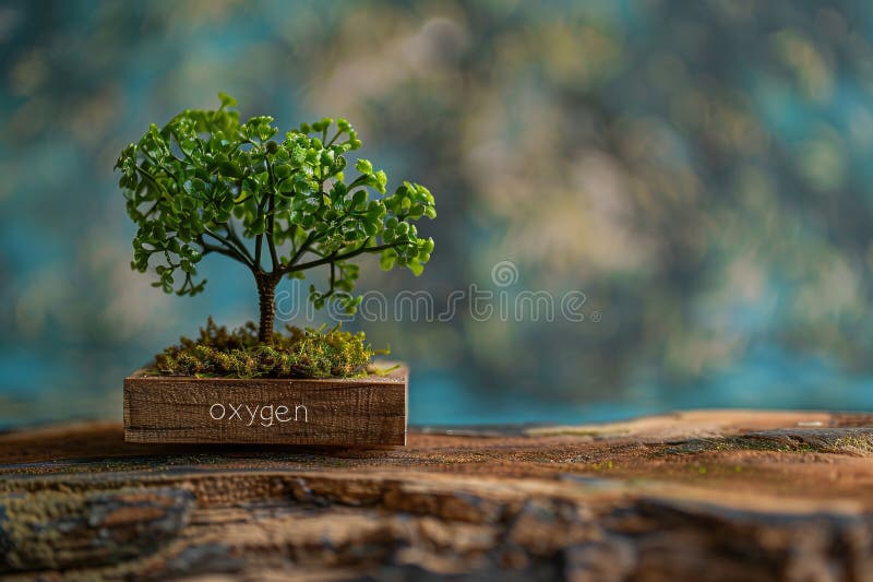 Ai Generative Small Tree with Word Oxygen Stock Illustration ...