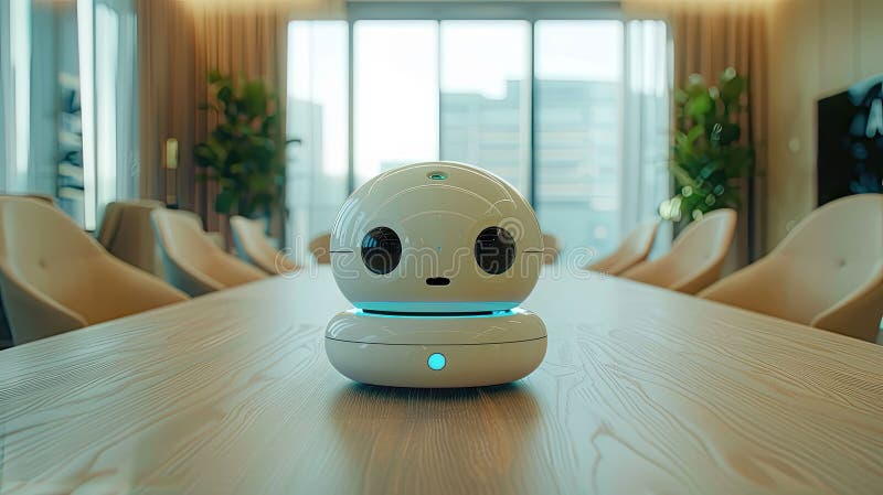 Spherical Robot on a Conference Table in an Office Setting. Stock Photo ...