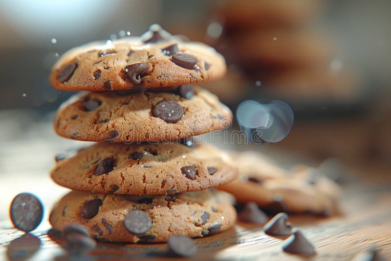 Ai Generative Stack of Chocolate Cookies Stock Illustration ...
