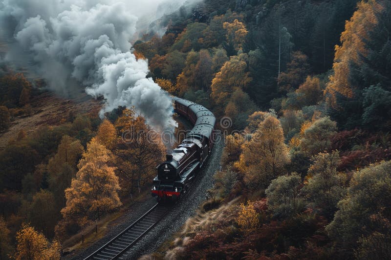 Ai Generative Steam Train Passing through Beautiful Hills Stock ...