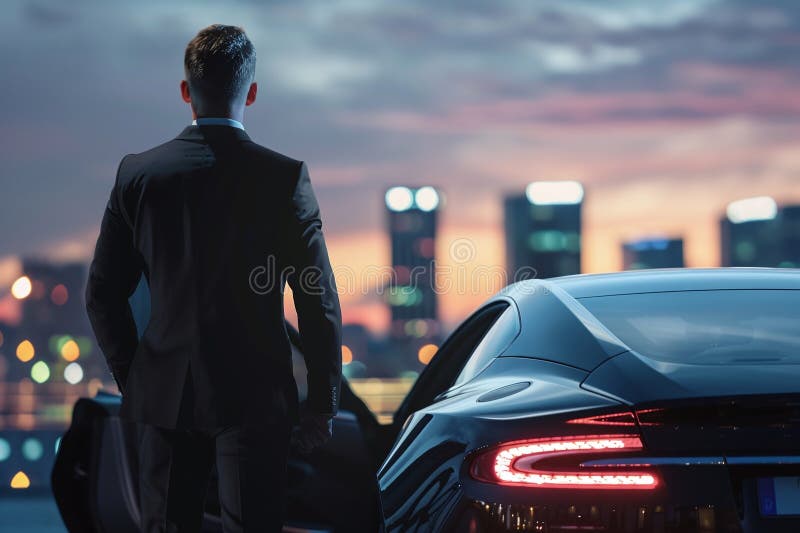 Ai Generative Successful Man and Luxury Car Stock Illustration ...