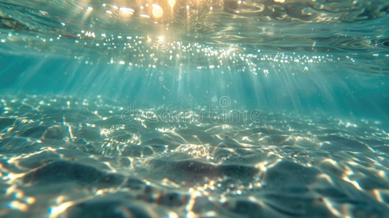 Sunlight Filtering through Crystal-clear Underwater. Stock Image ...