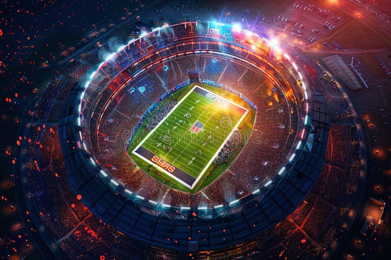 Ai Generative Superbowl Stadium Sky View Stock Illustration ...