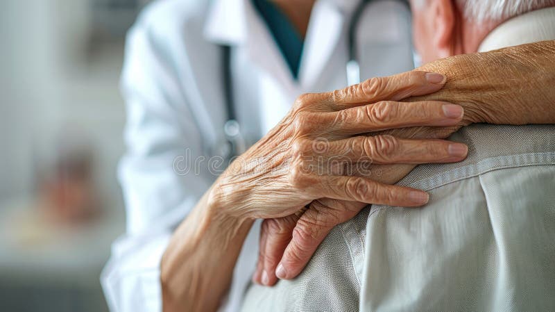 Supportive Hand on a Senior Patient S Shoulder in a Medical Setting ...