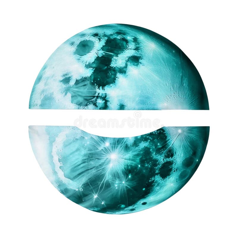 AI-generative Surreal Split Moon Unique Celestial Art with Transparent ...