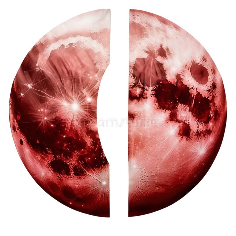 AI-generative Surreal Split Red Moon Unique Celestial Art with ...