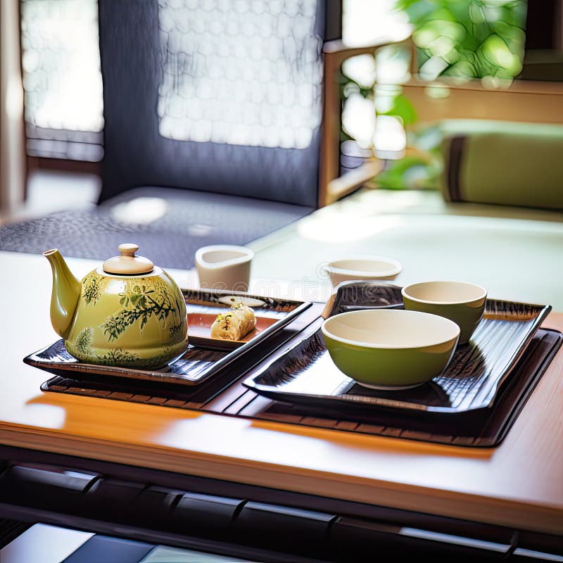 AI Generative Tea Ceremony in Chinese Teapot and Cup on Table Stock ...