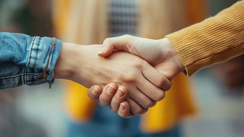 Two People Shaking Hands in Front of Blurred Bokeh Lights. Stock Photo ...