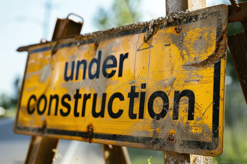 Ai Generative Under Construction Sign on the Highway Stock Illustration ...