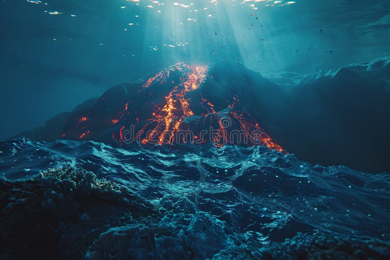 Underwater Volcano Diagram Eruption Diagram Stock Illustrations