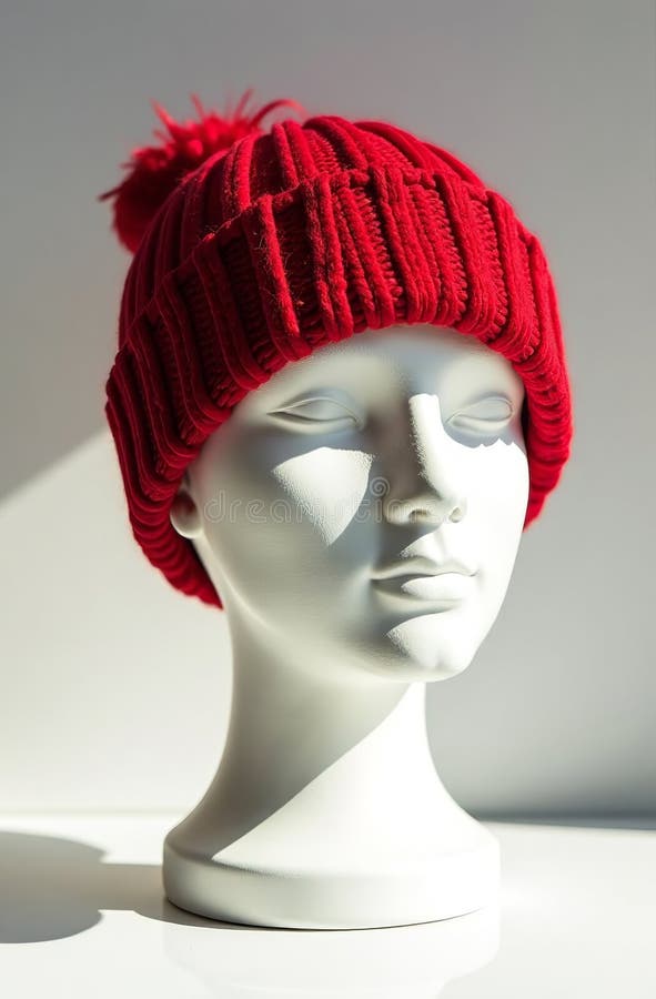 Unisex Red Colored Hat on Mannequin on White Background Mockup. AI ...