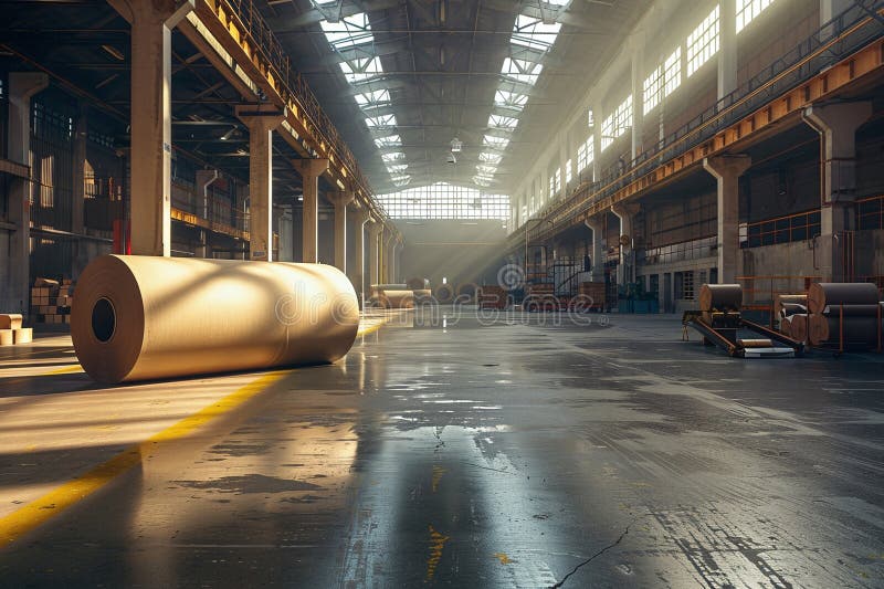 Ai Generative Very Large Rolls of Paper in the Factory Stock ...
