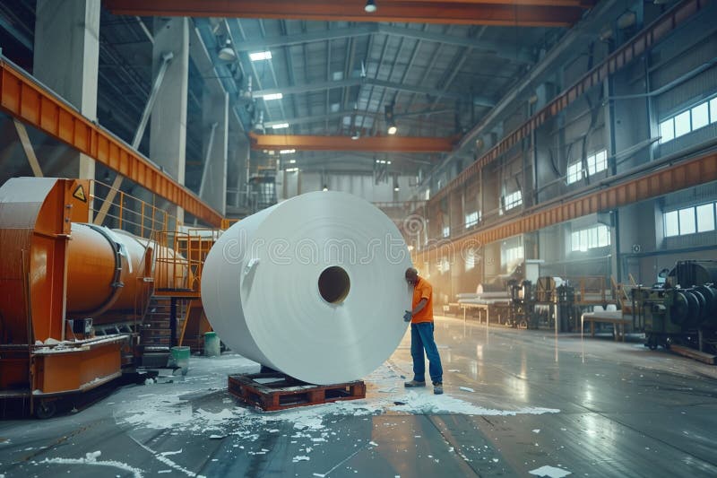 Ai Generative Very Large Rolls of Paper in the Factory Stock ...