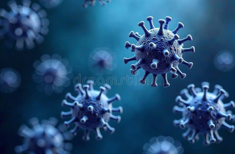 Viruses and Germs Moving Blue Background, Abstract Illustration. AI ...
