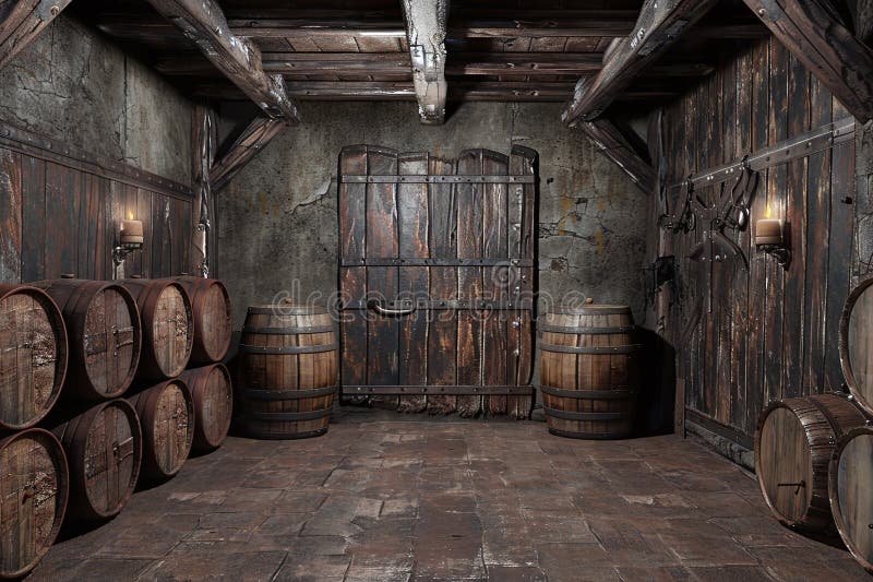 Ai Generative Wine Barrel Storage Warehouse Stock Illustration ...