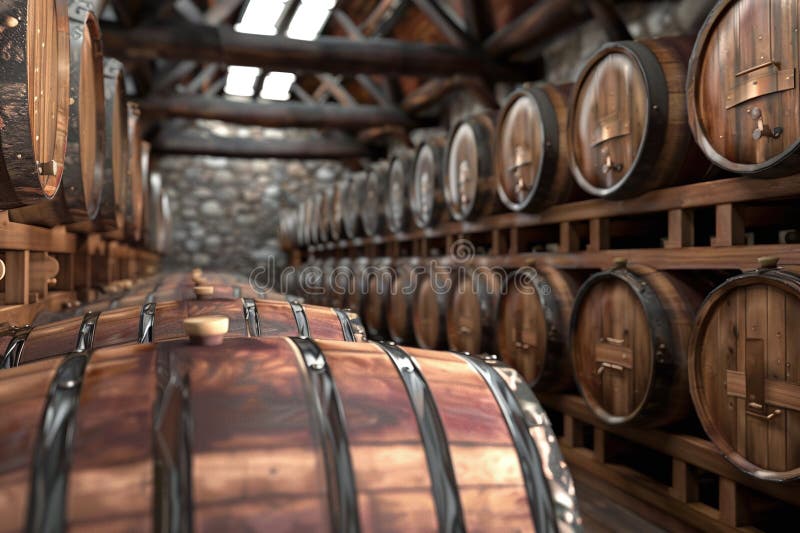 Ai Generative Wine Barrel Storage Warehouse Stock Illustration ...
