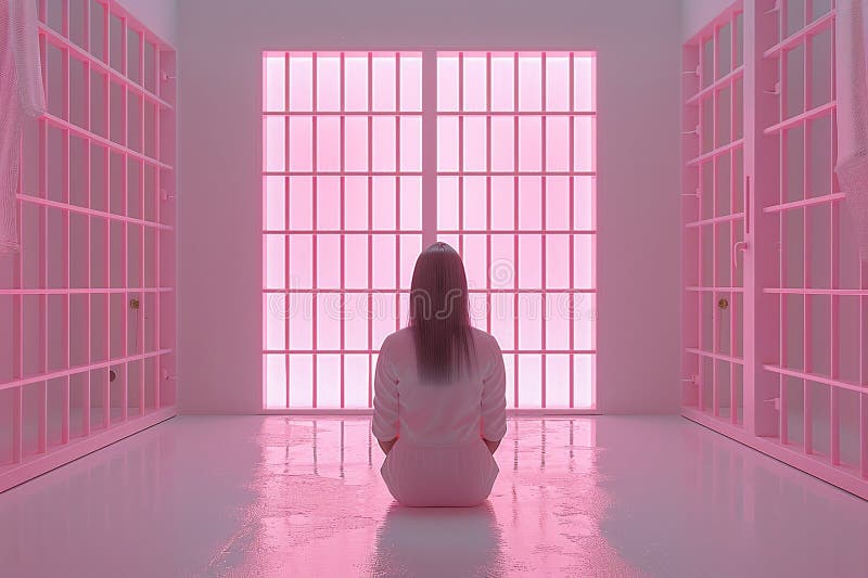 Ai Generative Woman in Pink Prison Stock Illustration - Illustration of ...
