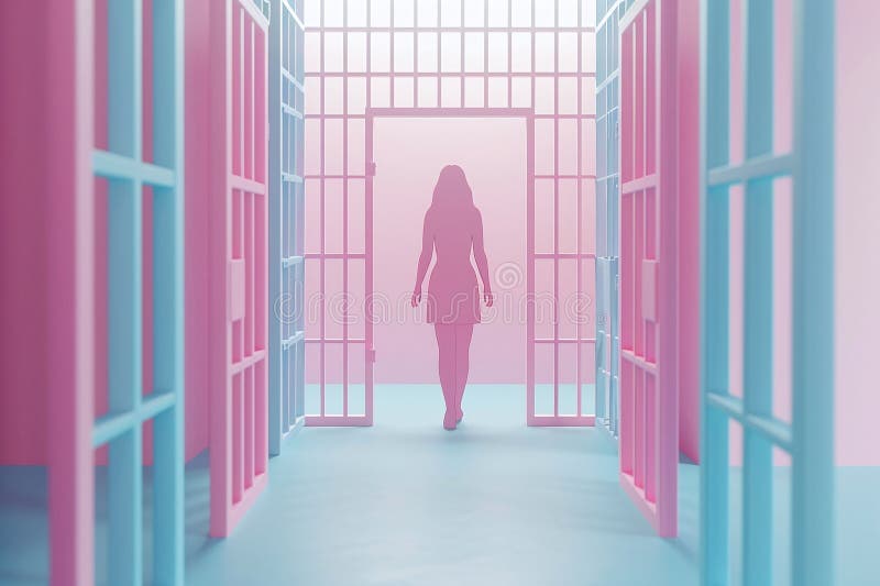 Ai Generative Woman in Pink Prison Stock Illustration - Illustration of ...