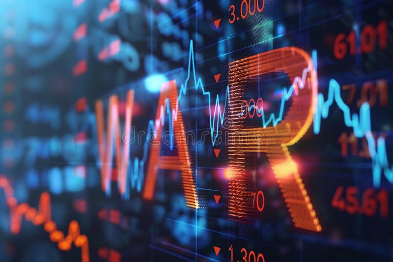 Ai Generative Word War with Stock Market Chart Screen Stock ...