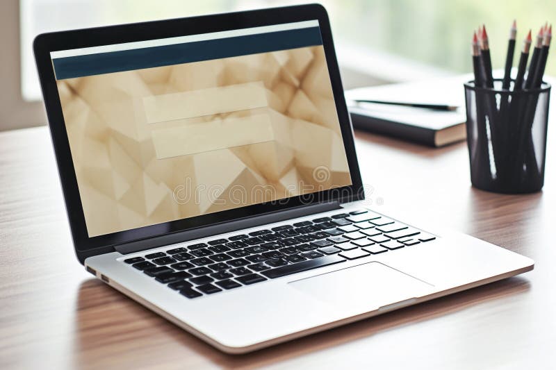 Ai Generative. Workplace with Open Blank Screen Laptop Computer Stock ...