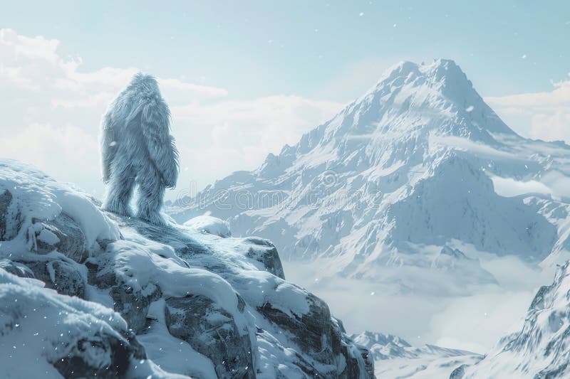 Ai Generative Yeti Standing on a Snow Mountain Stock Illustration ...