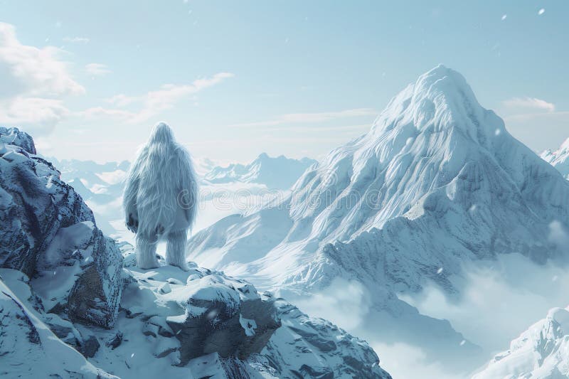 Ai Generative Yeti Standing on a Snow Mountain Stock Illustration ...
