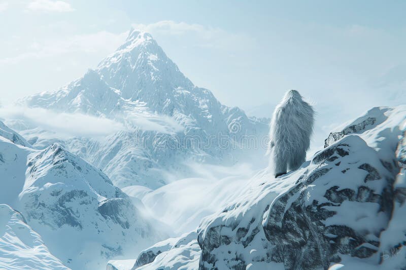 Ai Generative Yeti Standing on a Snow Mountain Stock Illustration ...