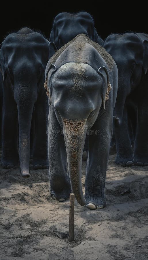AI Generator Image of Baby Elephant Playing with a Piece of Wood Stock ...