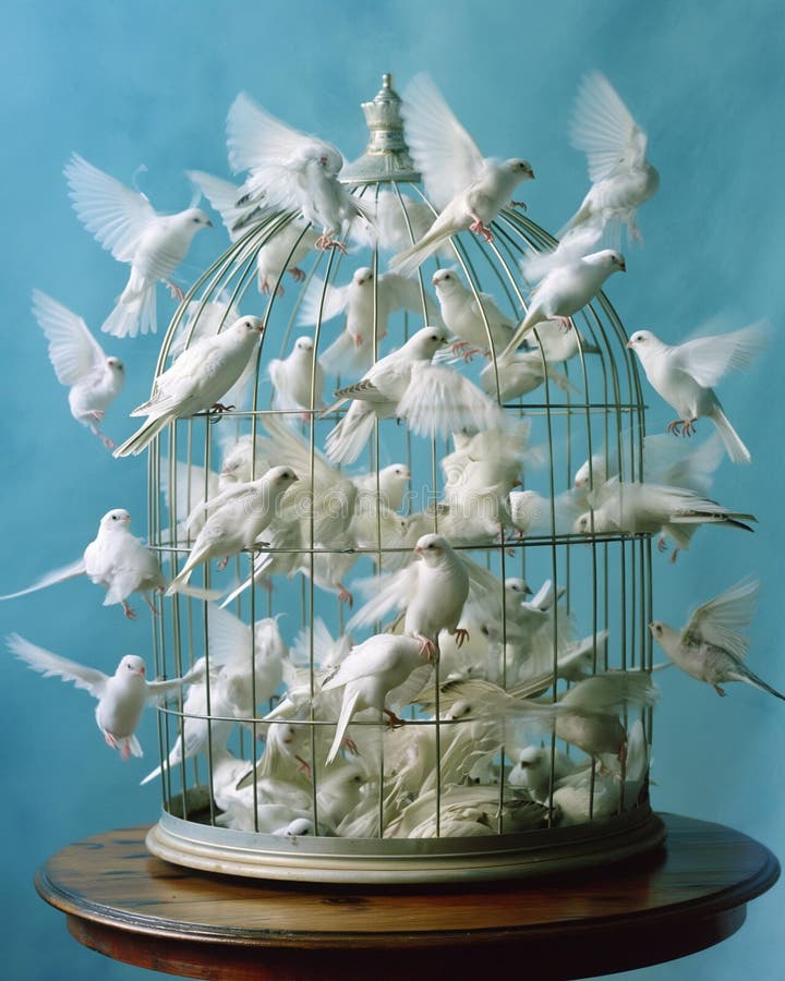 AI Generator Image of Birdcage Over a Table Stock Illustration ...