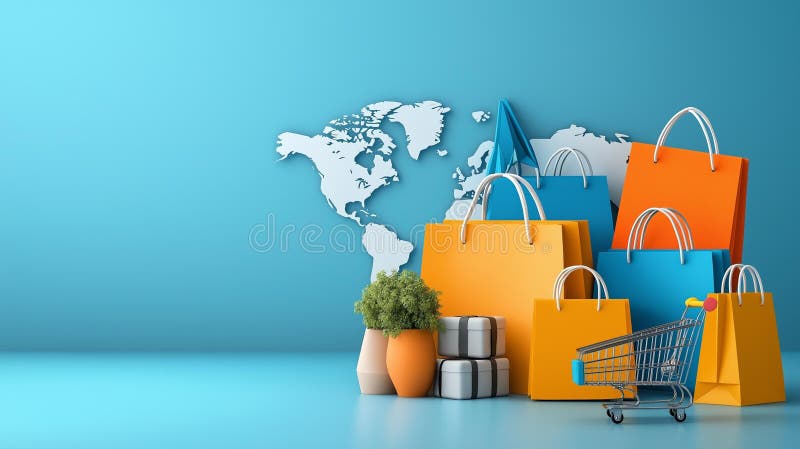 AI Generator Image of Bright and Colorful Shopping Vector Featuring a ...