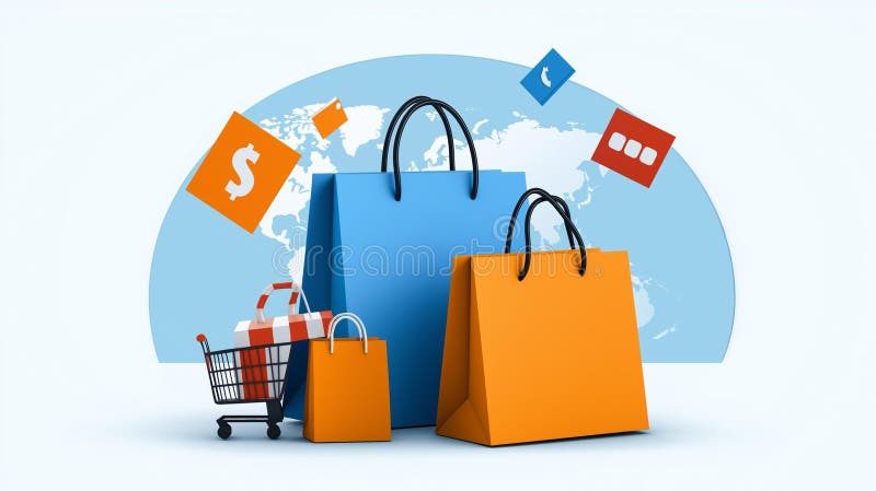AI Generator Image of Bright and Colorful Shopping Vector Featuring a ...