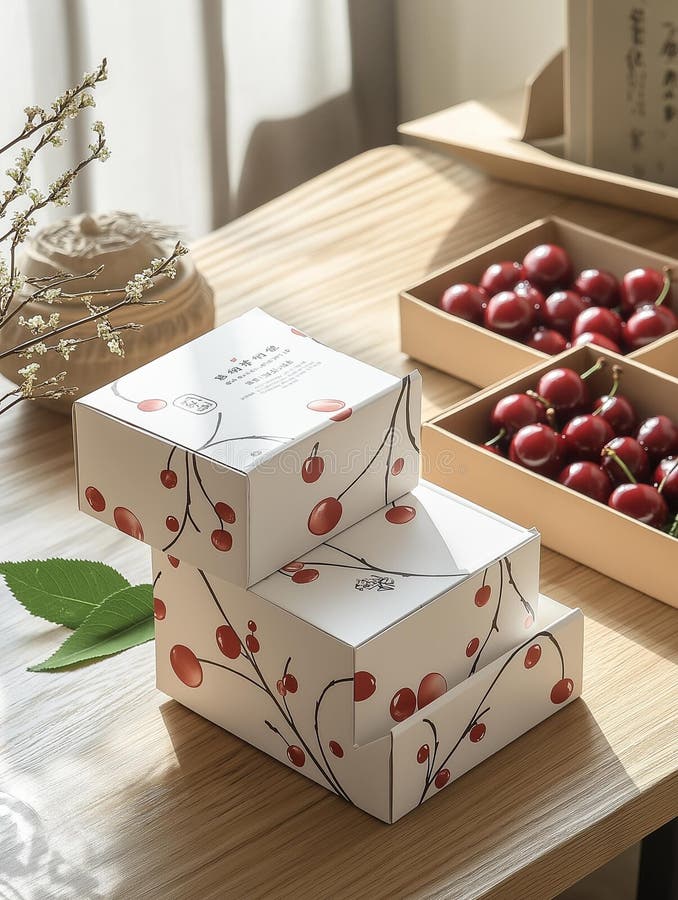 AI Generator Image of Cherry,packaging Box Stock Illustration ...