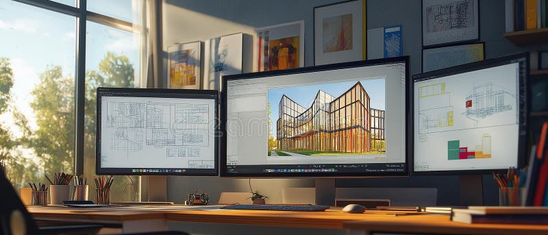 AI Generator Image of 3D Blueprint of an Architectural Structure Stock ...