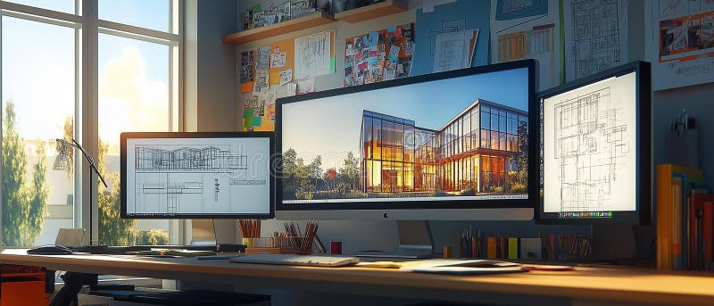 AI Generator Image of 3D Blueprint of an Architectural Structure Stock ...