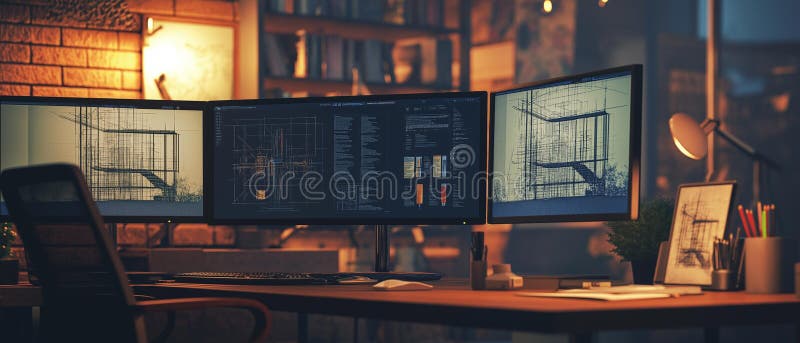 AI Generator Image of 3D Blueprint of an Architectural Structure Stock ...